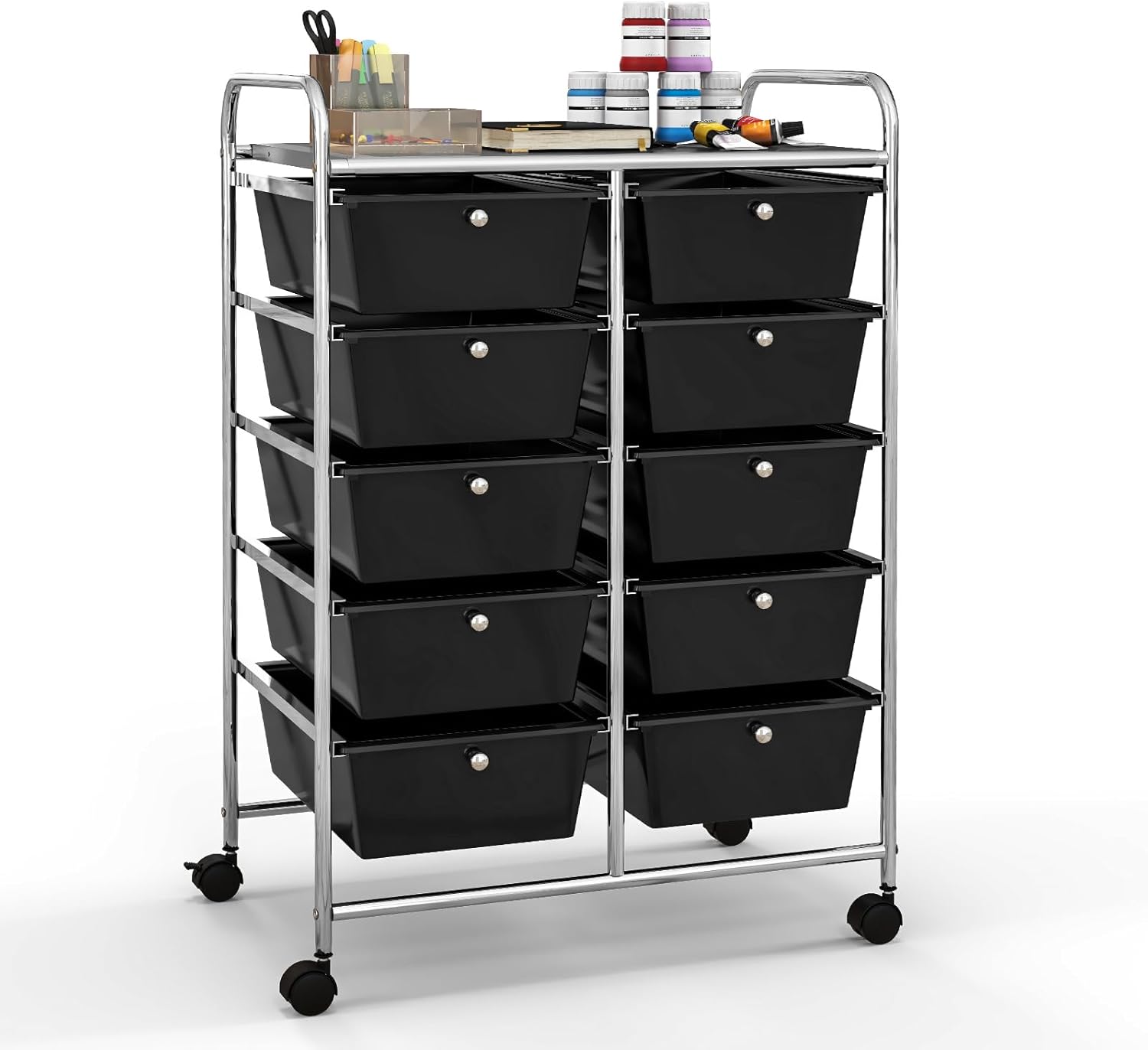 AOJDVE 10 Drawers Rolling Cart, Classroom Organizers, Storage Cart with ...