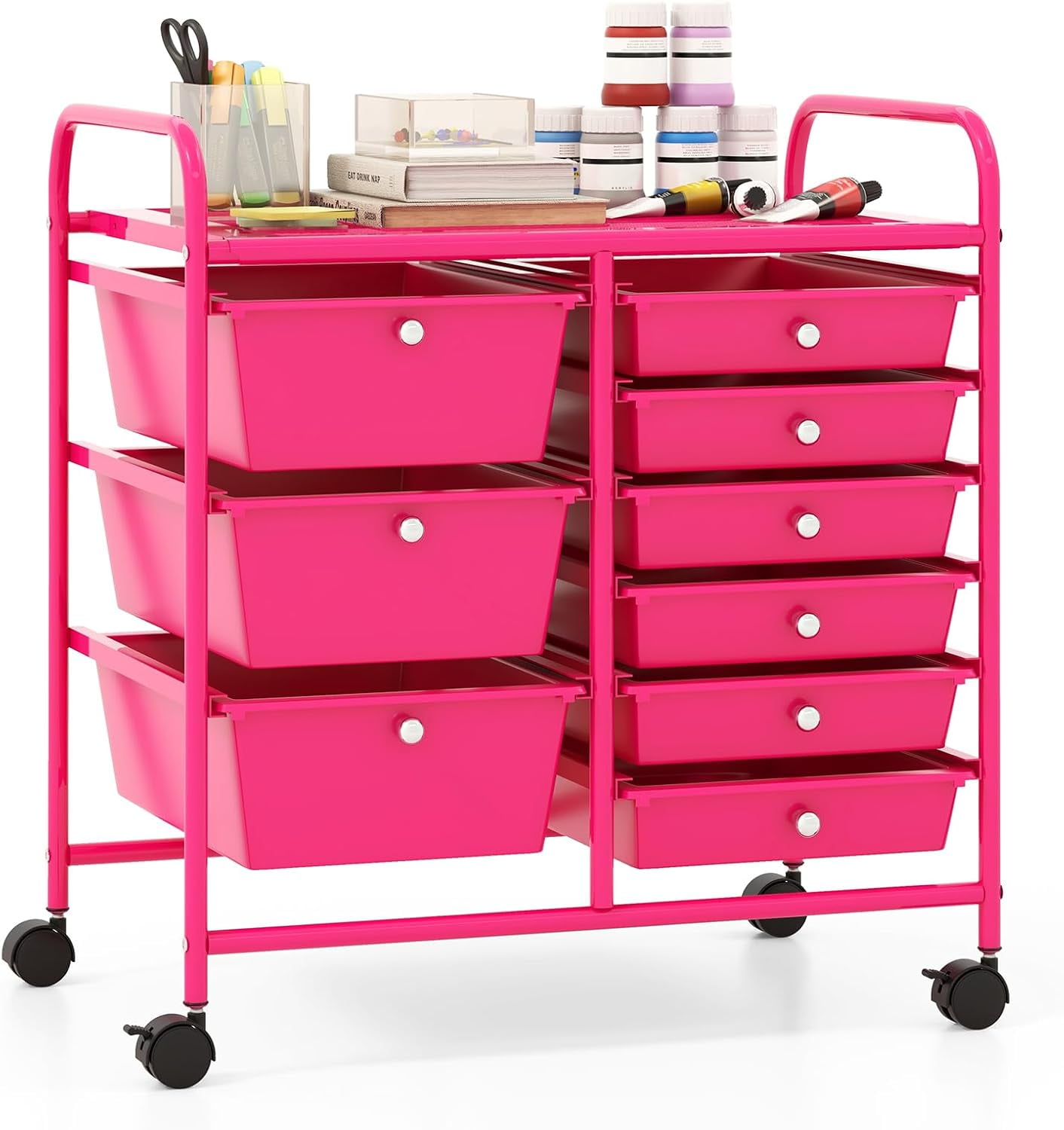 AOJDVE 9 Drawers Rolling Cart, Classroom Organizers, Storage Cart with ...