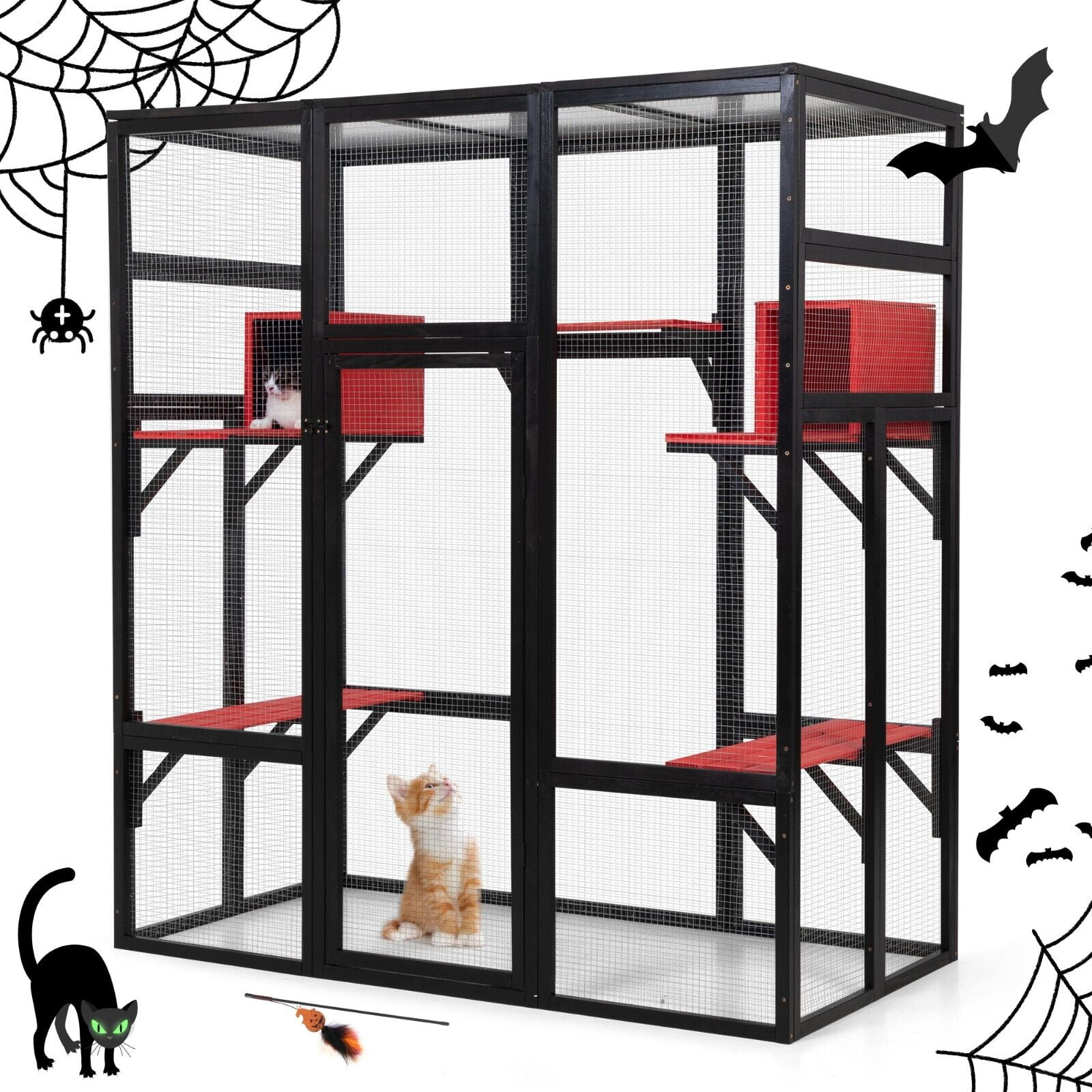 AOJDVE Extra Large Gothic Catio Outdoor Cat Enclosure | Wooden Cat ...