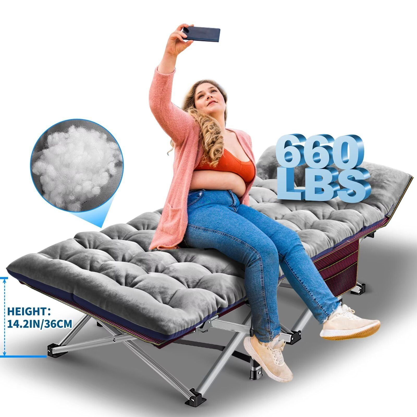 AOJDVE Folding Camping Cots for Adults Heavy Duty cot with Carry Bag ...