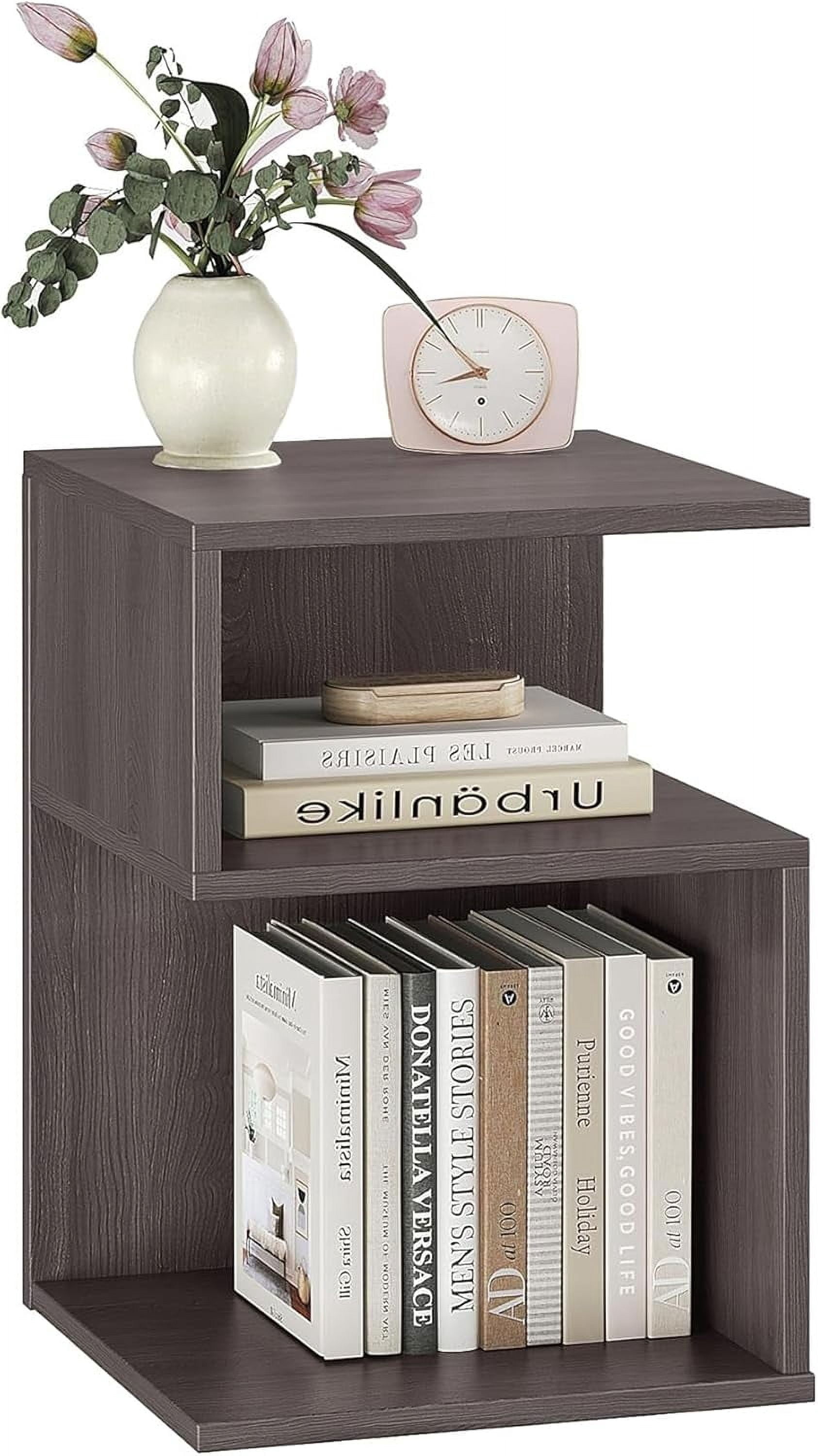 AOJDVE Minimalist 3 Tier End Table - Minimalist 3-Tier Wood Nightstand ...