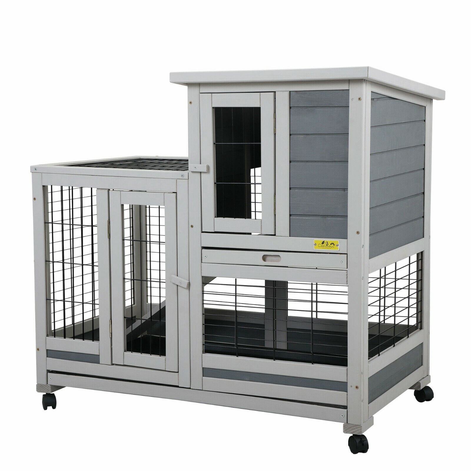 AOJDVE Outdoor Rabbit Hutch: Rolling Small Animal House with Removable ...