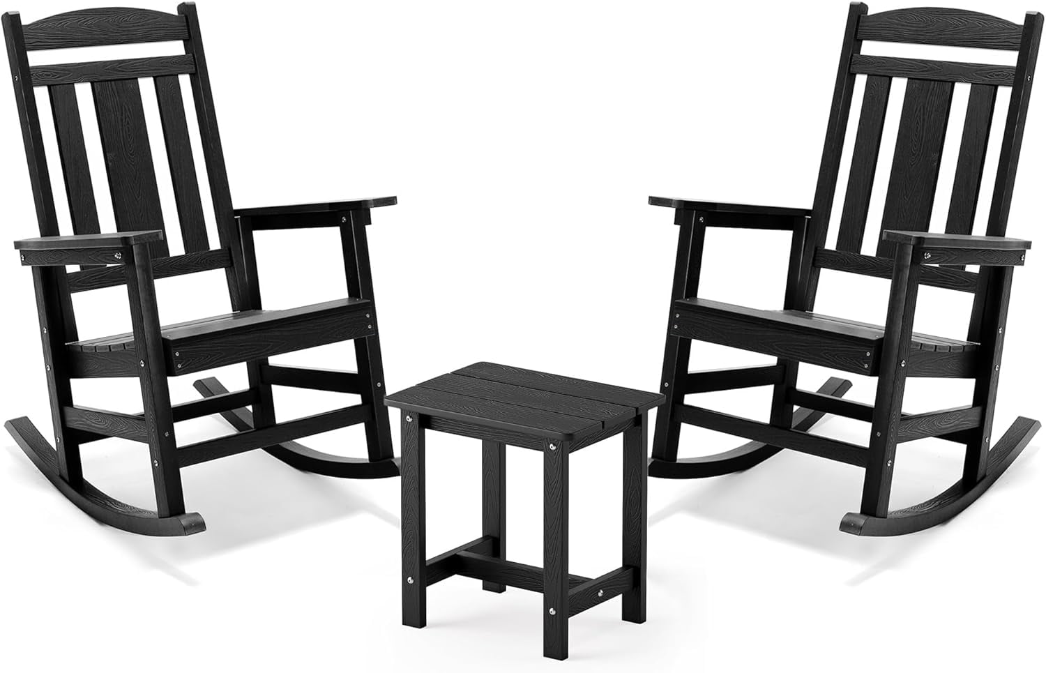 AOJDVE Outdoor Rocking Chairs Set, 3-Piece, HDPS Poly Porch Rockers ...
