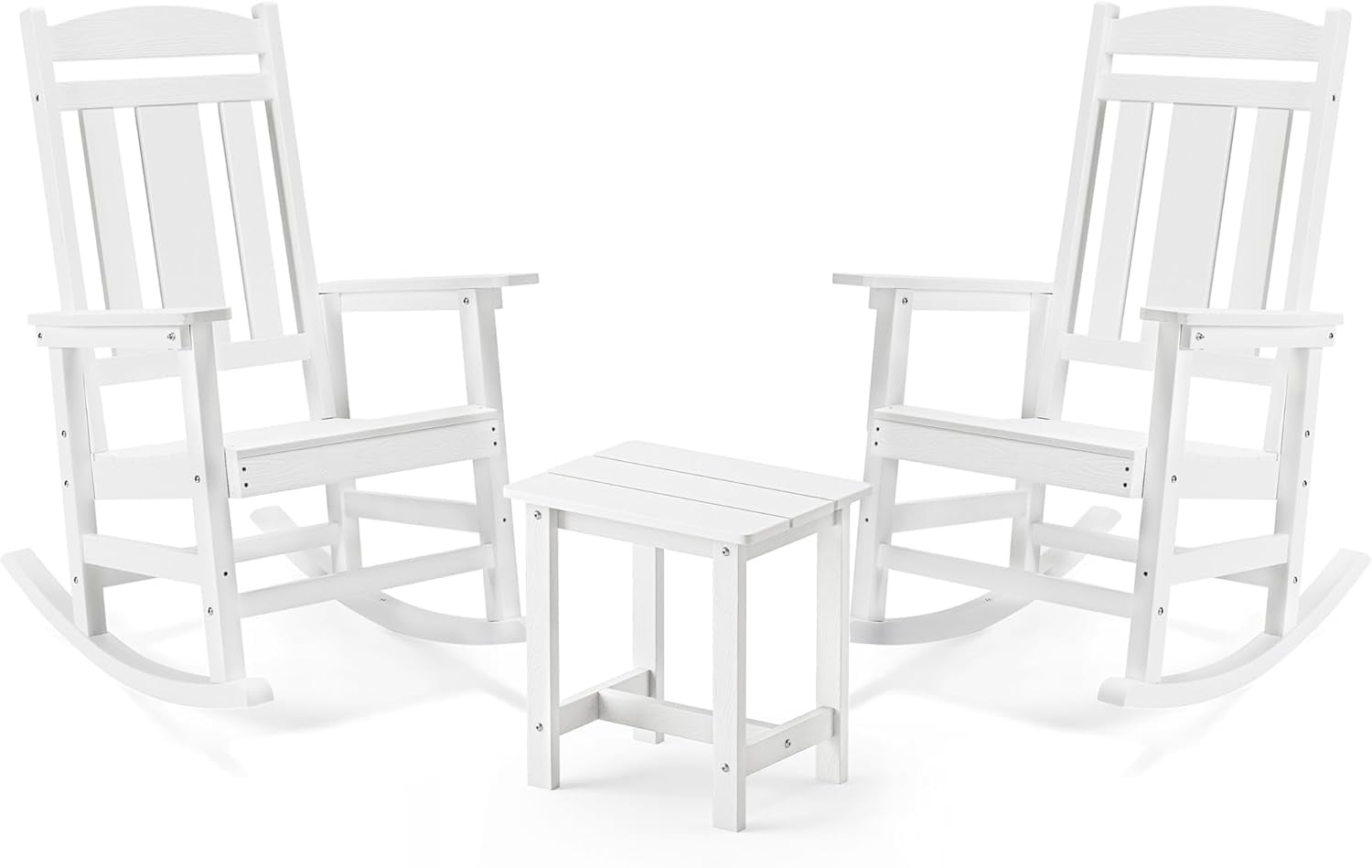 AOJDVE Outdoor Rocking Chairs Set, 3-Piece, HDPS Poly Porch Rockers ...