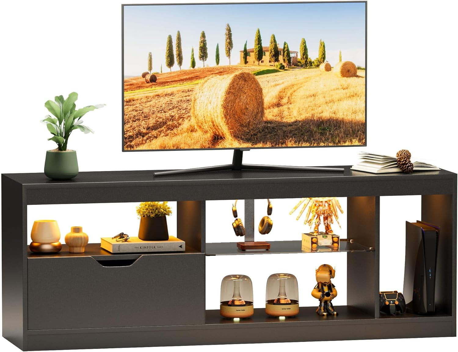 AOJDVE TV Stand, Entertainment Center LED Gaming TV Stand for 65+ Inch ...