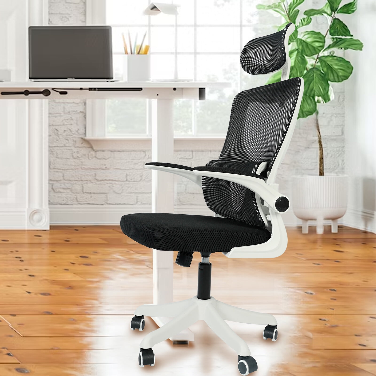 AOJDVE White Ergonomic Mesh Office Chair with Dynamic Lumbar Support ...