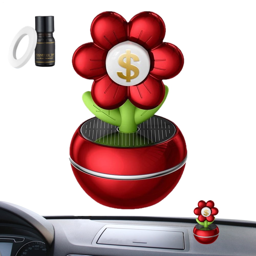 AOKAILA Car Fragrance Air Freshener Solar Powered Rotating Car Fragrance Diffuser Flower Design ...