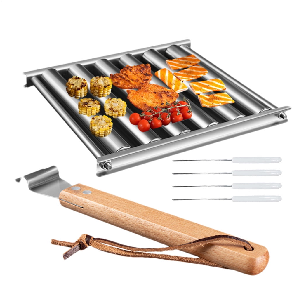 AOKAILA Hot Dog Roller Rack BBQ Hot Dog Roller Rack Stainless Steel BBQ ...
