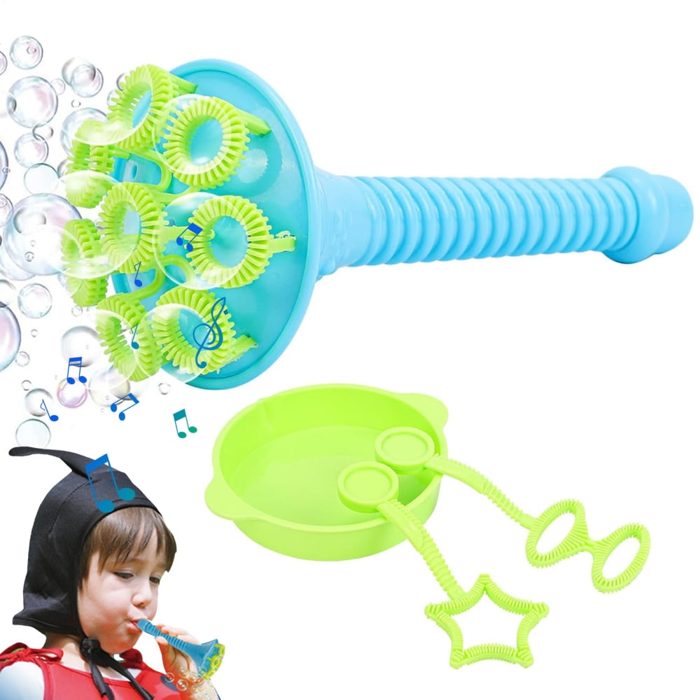 AOKAILA Kids Bubbles 3X Bubble Maker Trumpet Wand With Round Tray ...