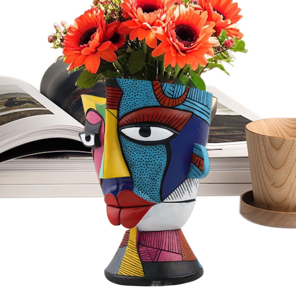 AOKAILA Planter Pot For Indoor Resin Flower Pots Abstract Face Design ...