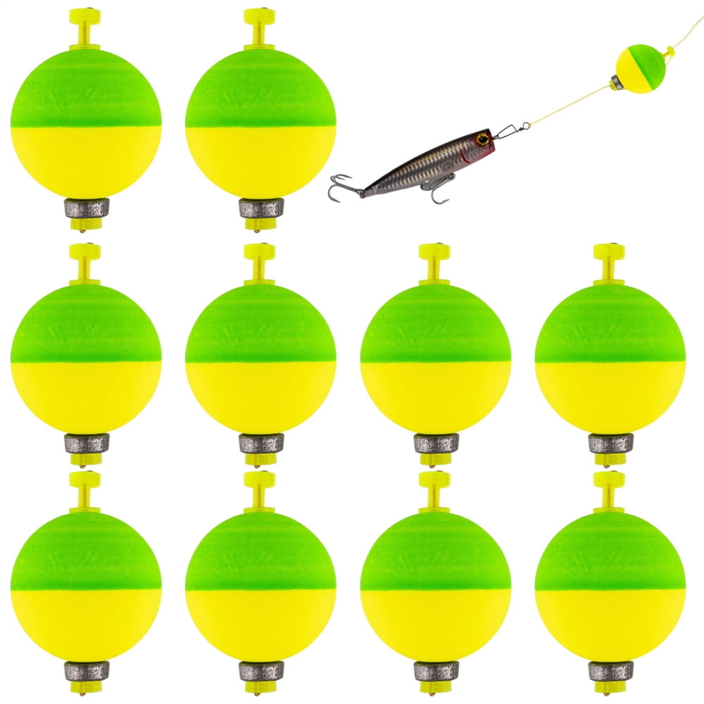 AOKAILA Weighted Bobbers For Fishing 10 Pack Fishing Foam Floats Oval Shape Push Button Buoys ...