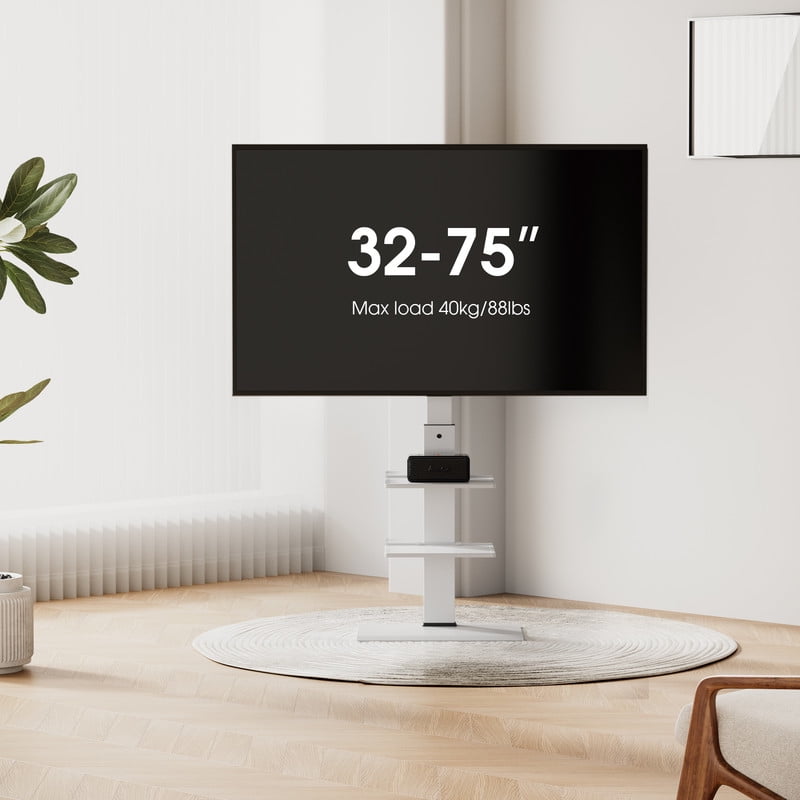 AOKCOS Modern Rolling TV Stand with Wheels for 32 to 65 inch TVs, White ...