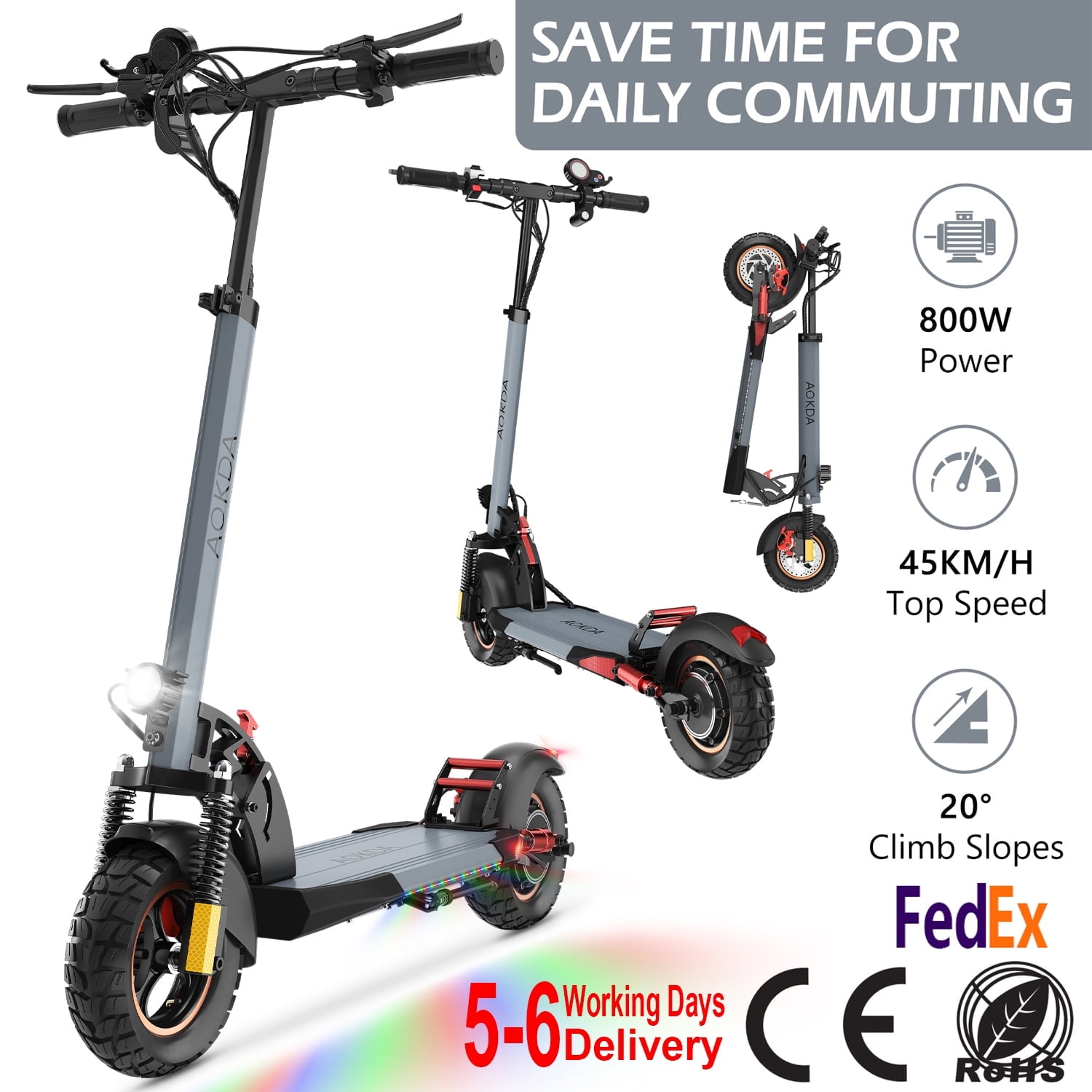 AOKDA-A1 800W 10 inch Commuter Electric Scooter with UL 2849 For Adult ...