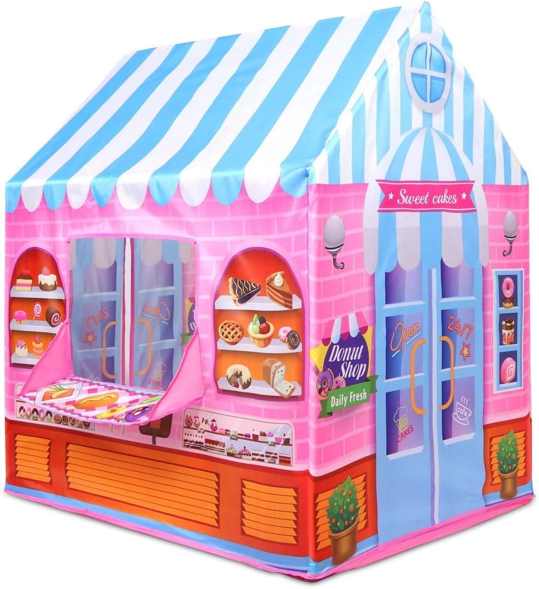 AOKESI Candy Playhouse Tent for Kids, Pink Princess Castle Popup Fort ...