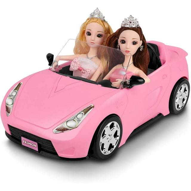 AOKESI Barbie Convertible Toy Car, 2-Seater Doll Vehicle with Working ...