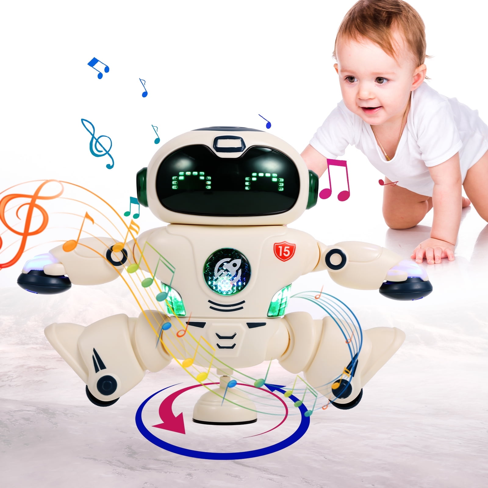 AOKESI Electric Dancing Robot Toys for Kids with Lights Music and 360 ...