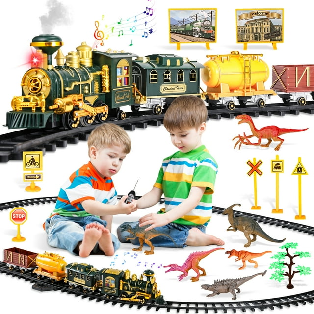 Free Shipping! AOKESI Dinosaur Train Set Remote Control Electric Train ...