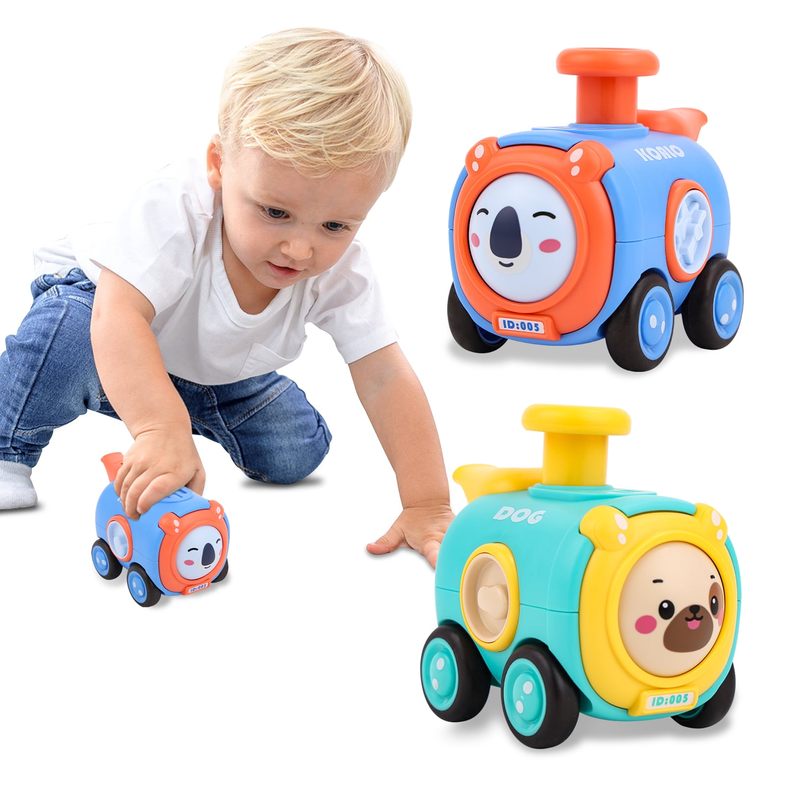 AOKESI Friction Powered Car Pull Back Cartoon Cars Toy Press and Go ...