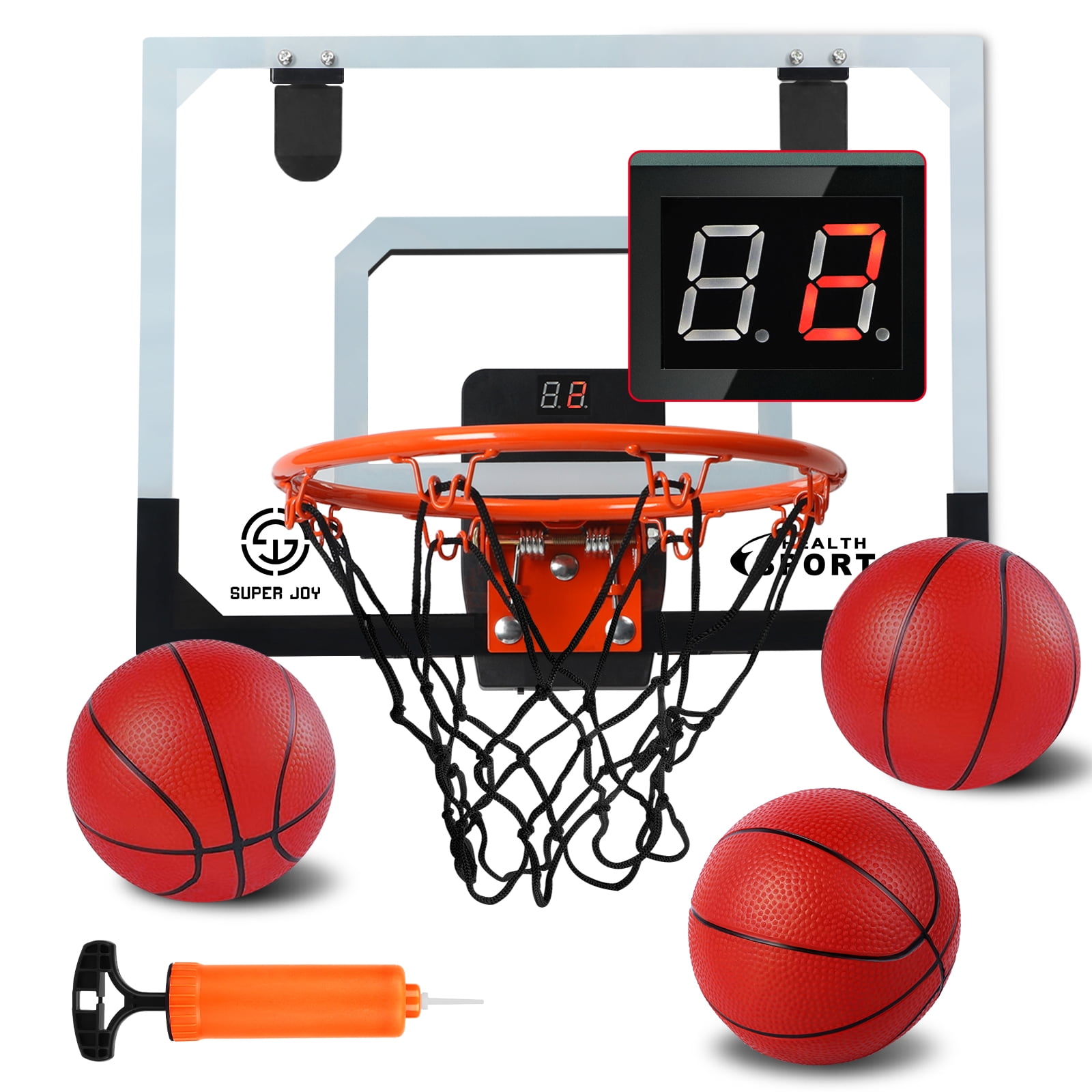 AOKESI Indoor Mini Hoop Set with Electronic Scoreboard, 3 Rubber Balls ...