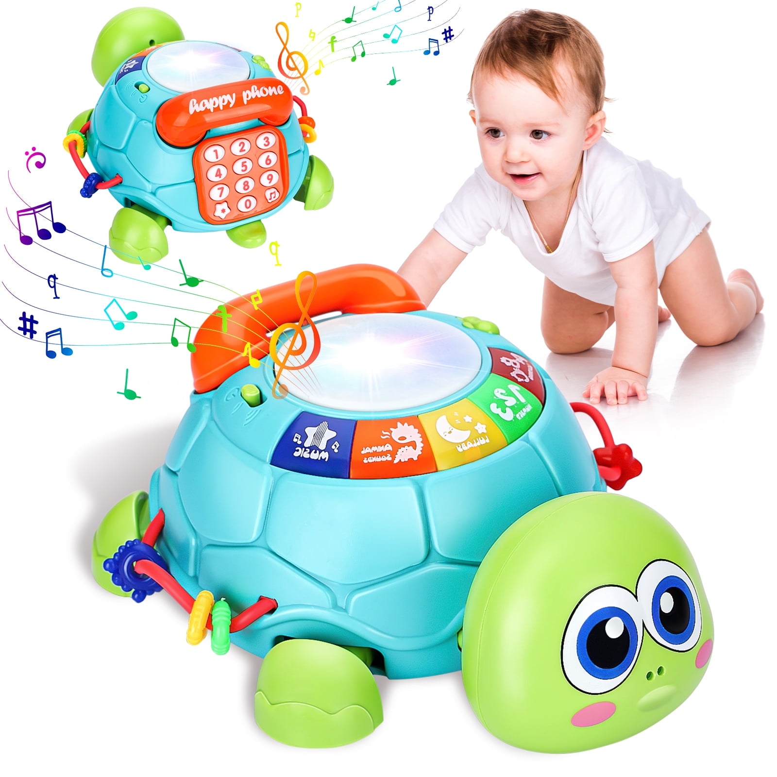 AOKESI 6-18 Months Musical Turtle Baby Toy, Early Learning Gift with ...