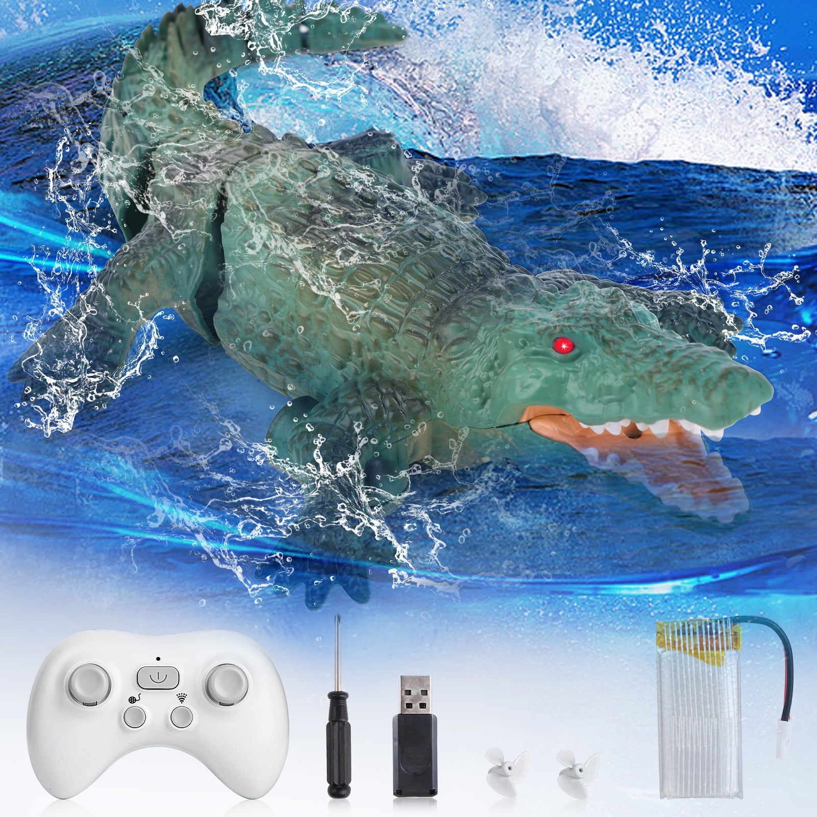 AOKESI RC Alligator Boat Toy, High Simulation Scale, Glowing Eyes ...