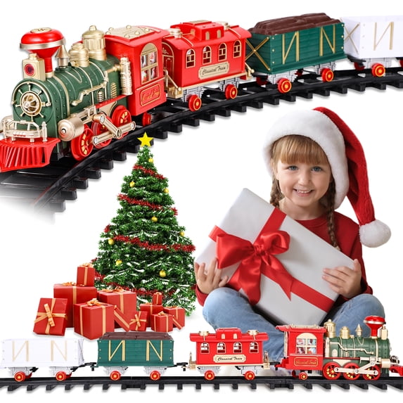 AOKESI Steam Train Set Toy, Classic Electric Train Set with Smoke ...