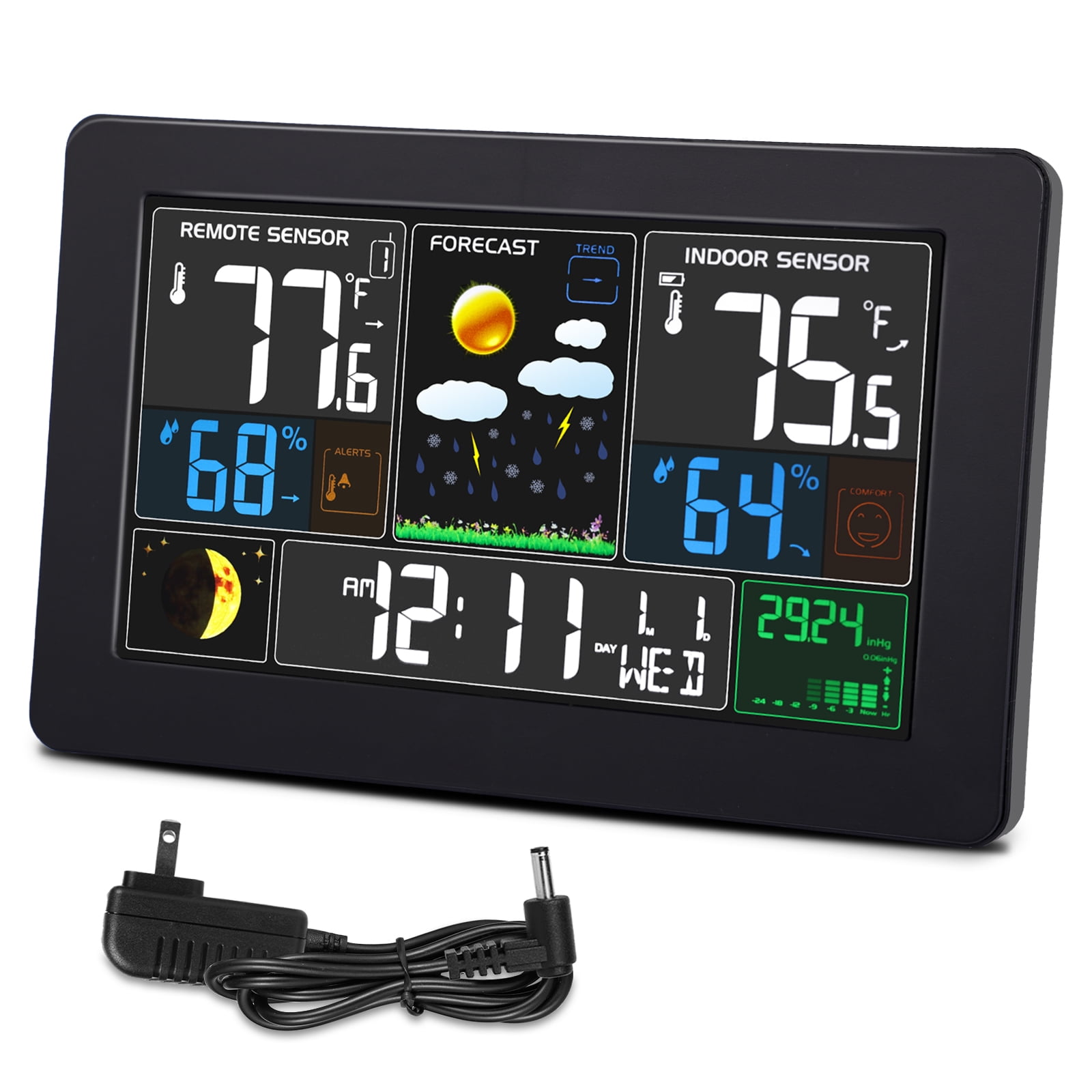 AOKESI Wireless Weather Station with Atomic Clock, Indoor Outdoor ...