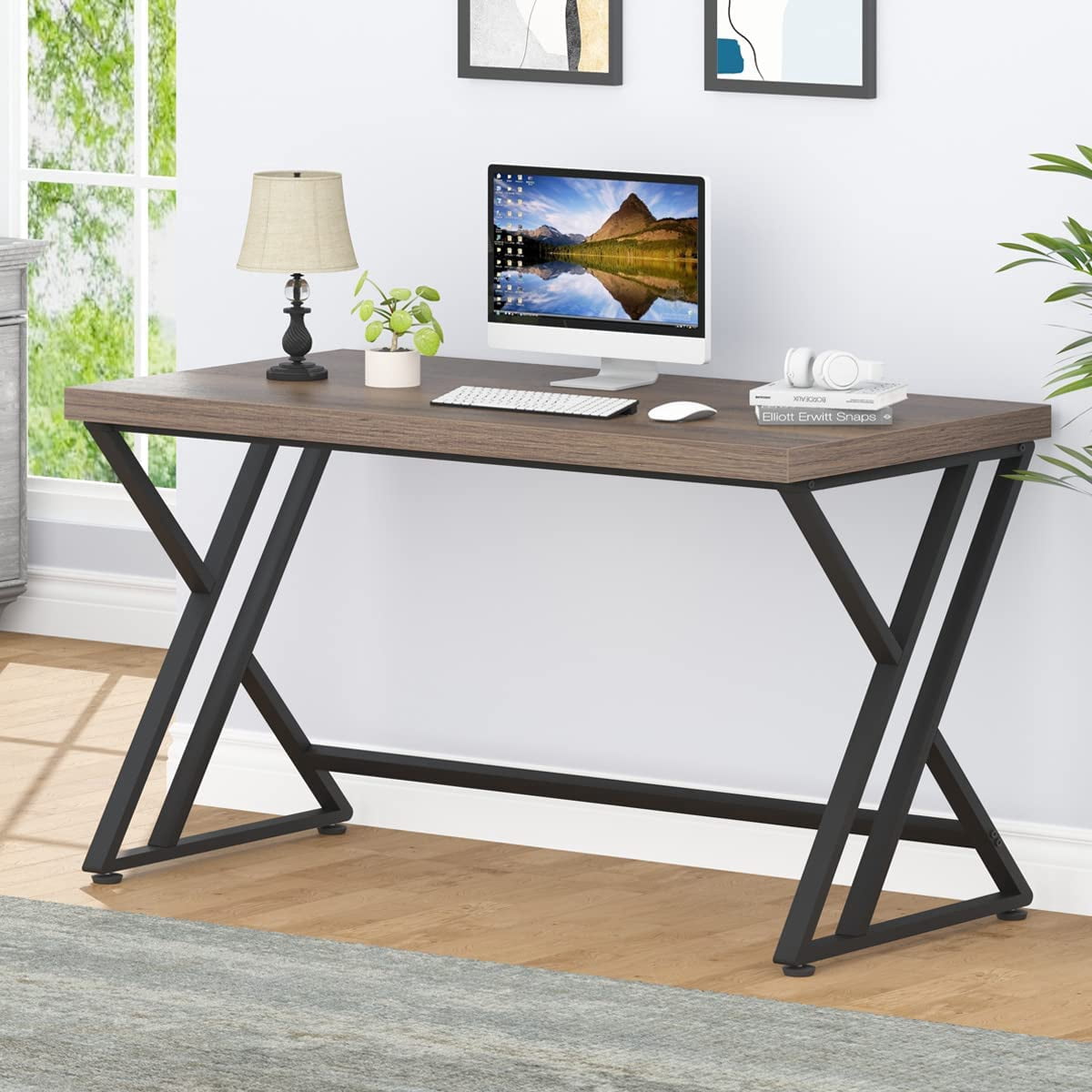 AOKHNBF Black Computer Desk Modern Gaming PC Writing Desk for Home ...