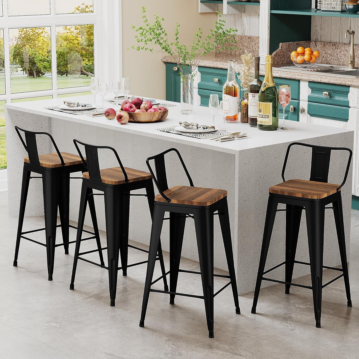 AOKHNBF Stools Counter Height Stools Industrial Style Metal Barstools ...