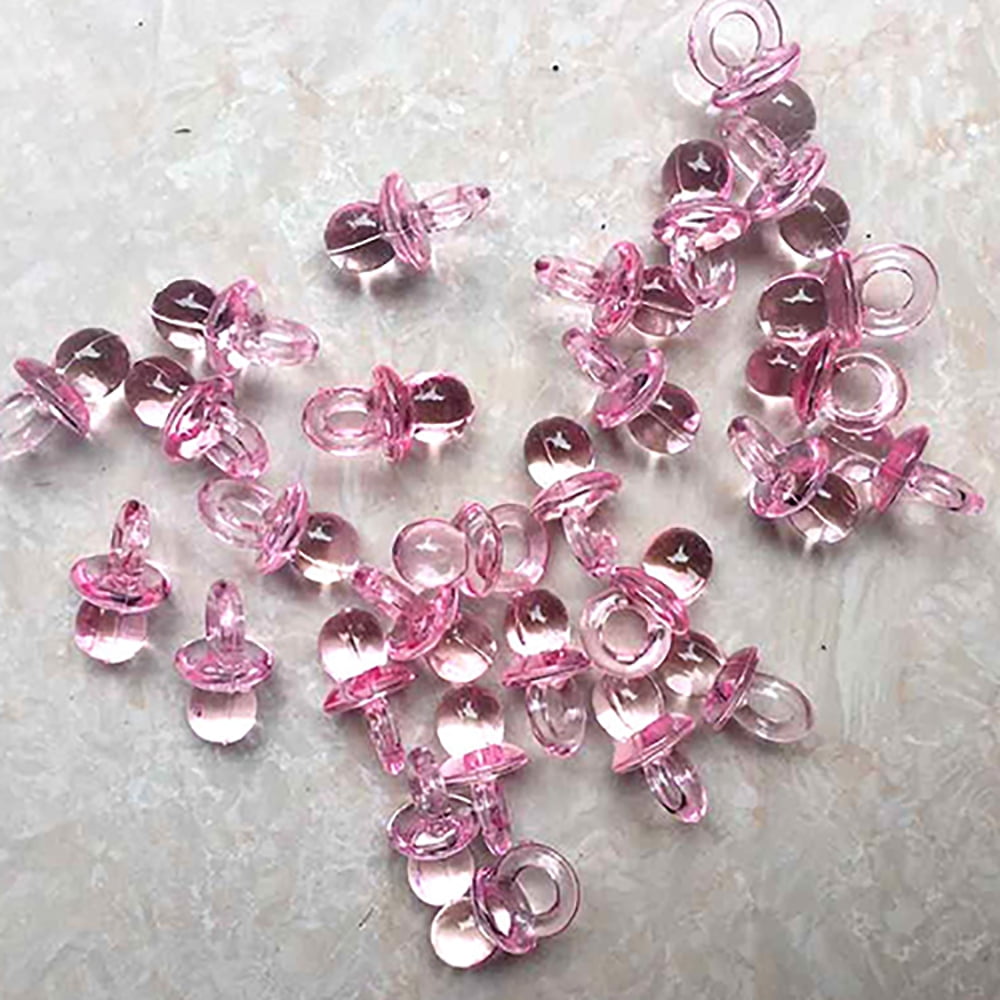 AOKID Mini Pacifiers Pink,50 Pcs Clear Acrylic Mini Pacifiers Baby ...