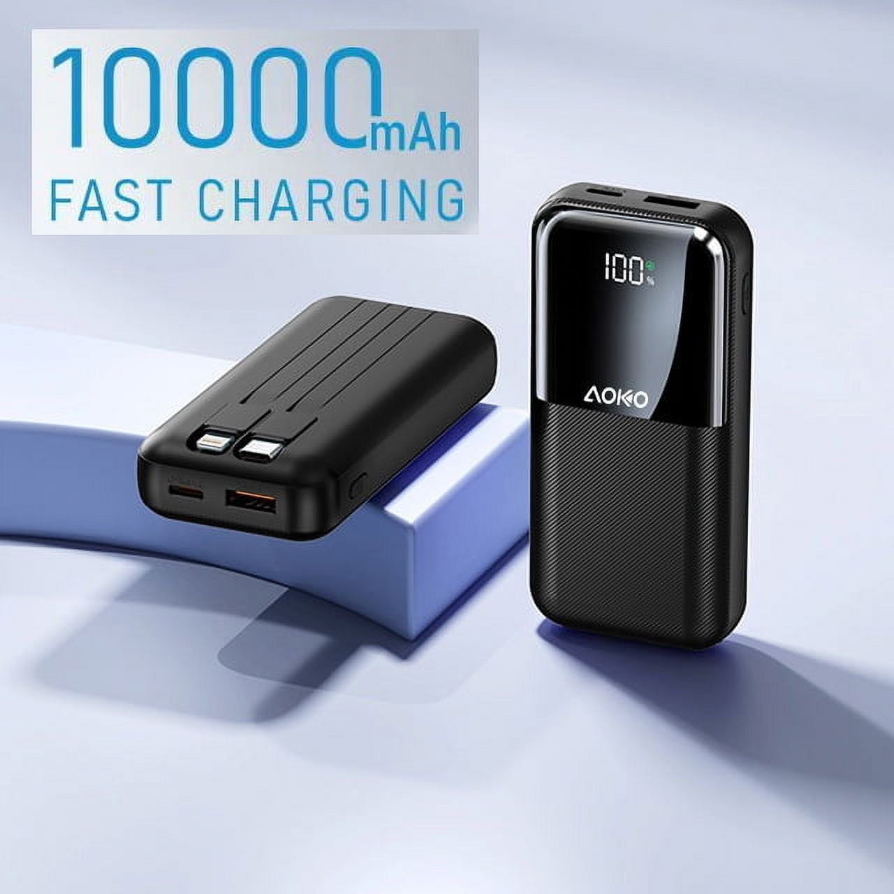 AOKO 10000mAh Portable Power Bank with 4 Output Ports - Black - Walmart.com