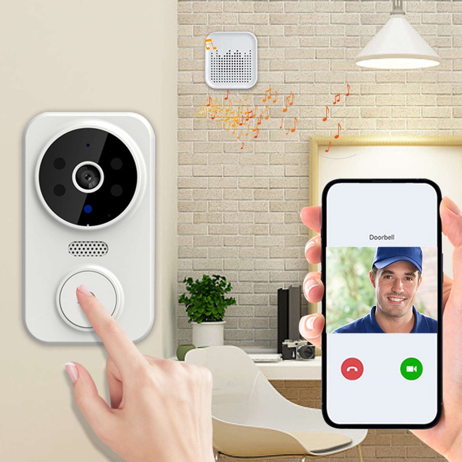 AOLIGEI Doorbell Camera Wireless, WiFi Video Doorbell with Chime,Smart Wireless Remote Video ...