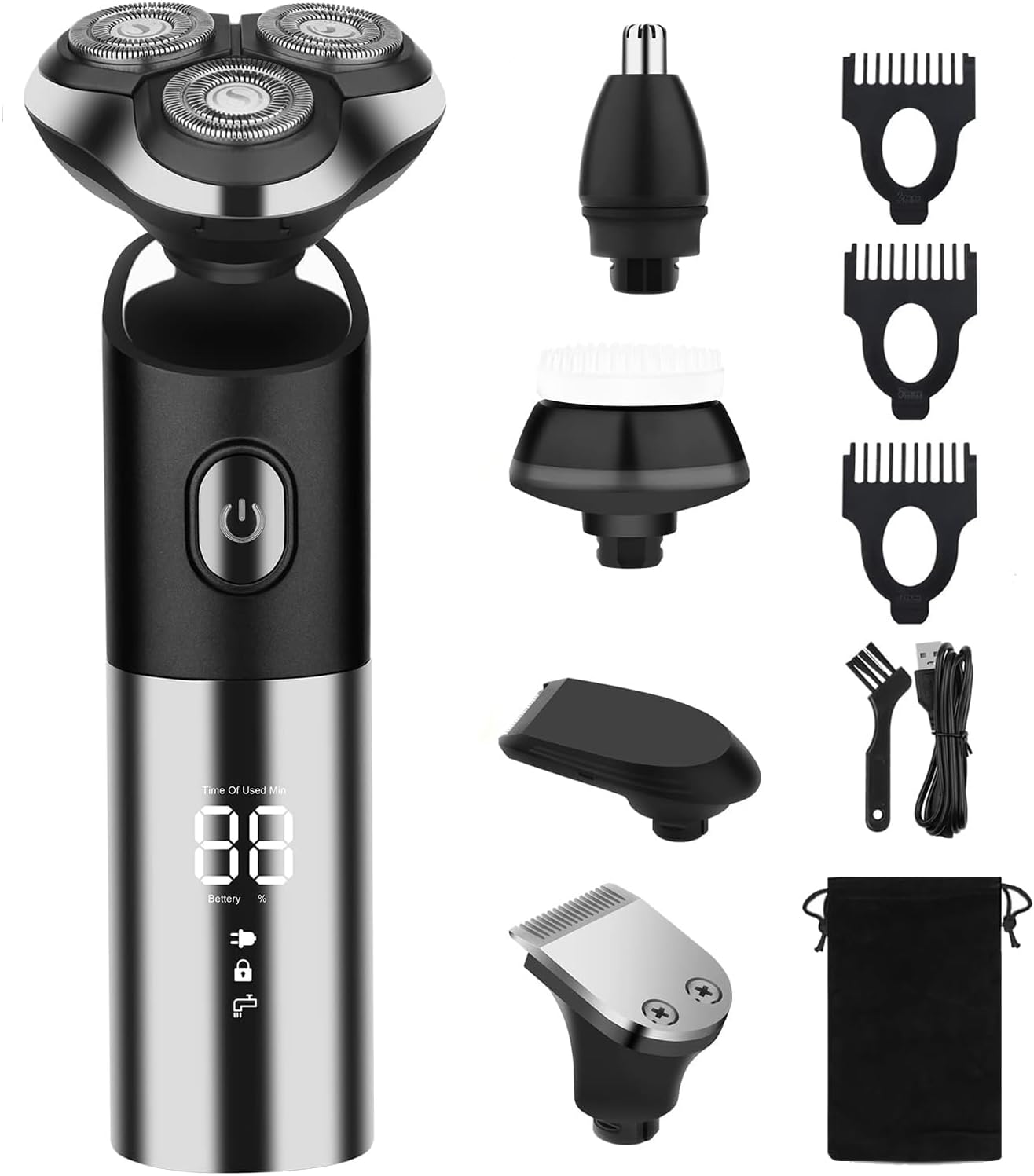 AOLIGEI Men's Electric Shaver,3D Floating Blade, Battery Indicator, Wet/Dry Shaving,Free ...