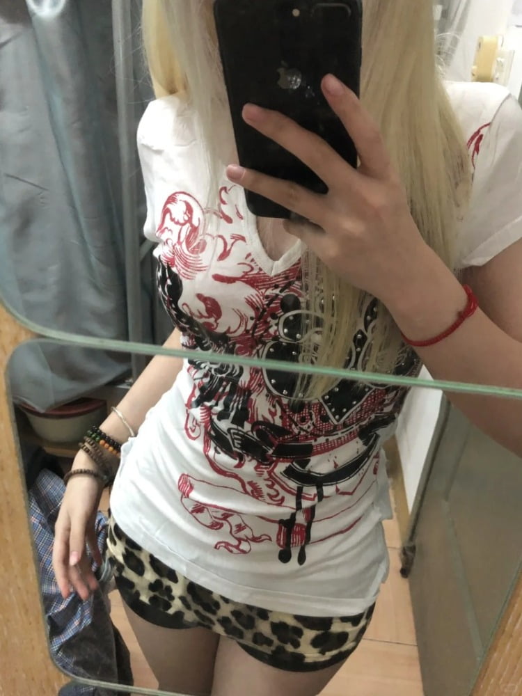 AOLIGEI Punk Harajuku Graphic Tshirts Women Japanese Style Y2k Vintage 2000s Aesthetic Grunge ...