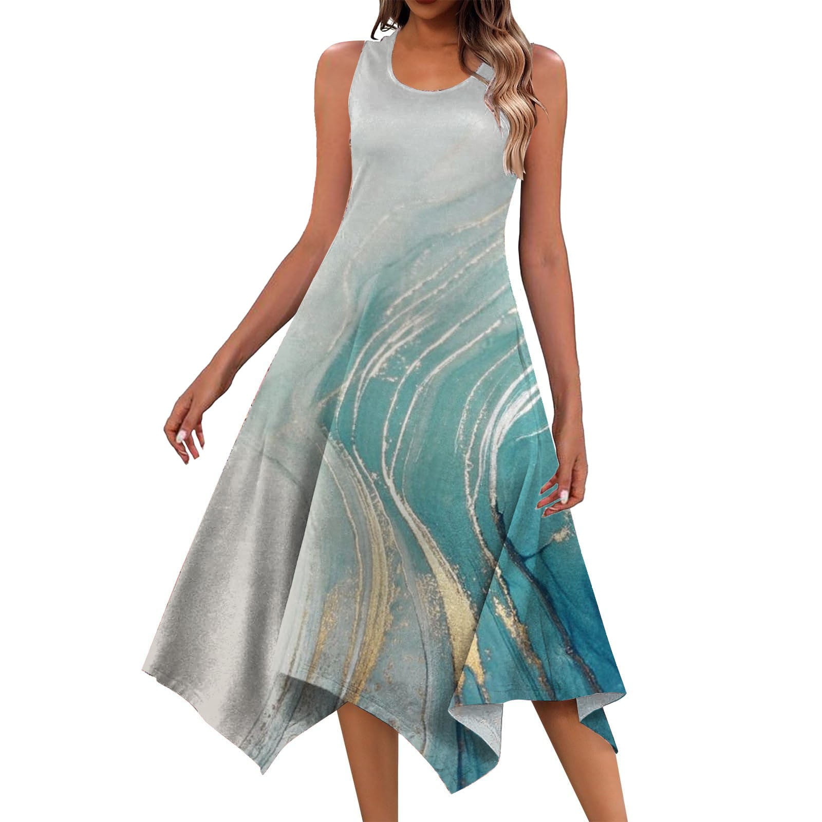 AOLIGEI Summer Dresses for Women 2024 Women's Casual Spring Summer Sleeveless Vest Hem Vest ...