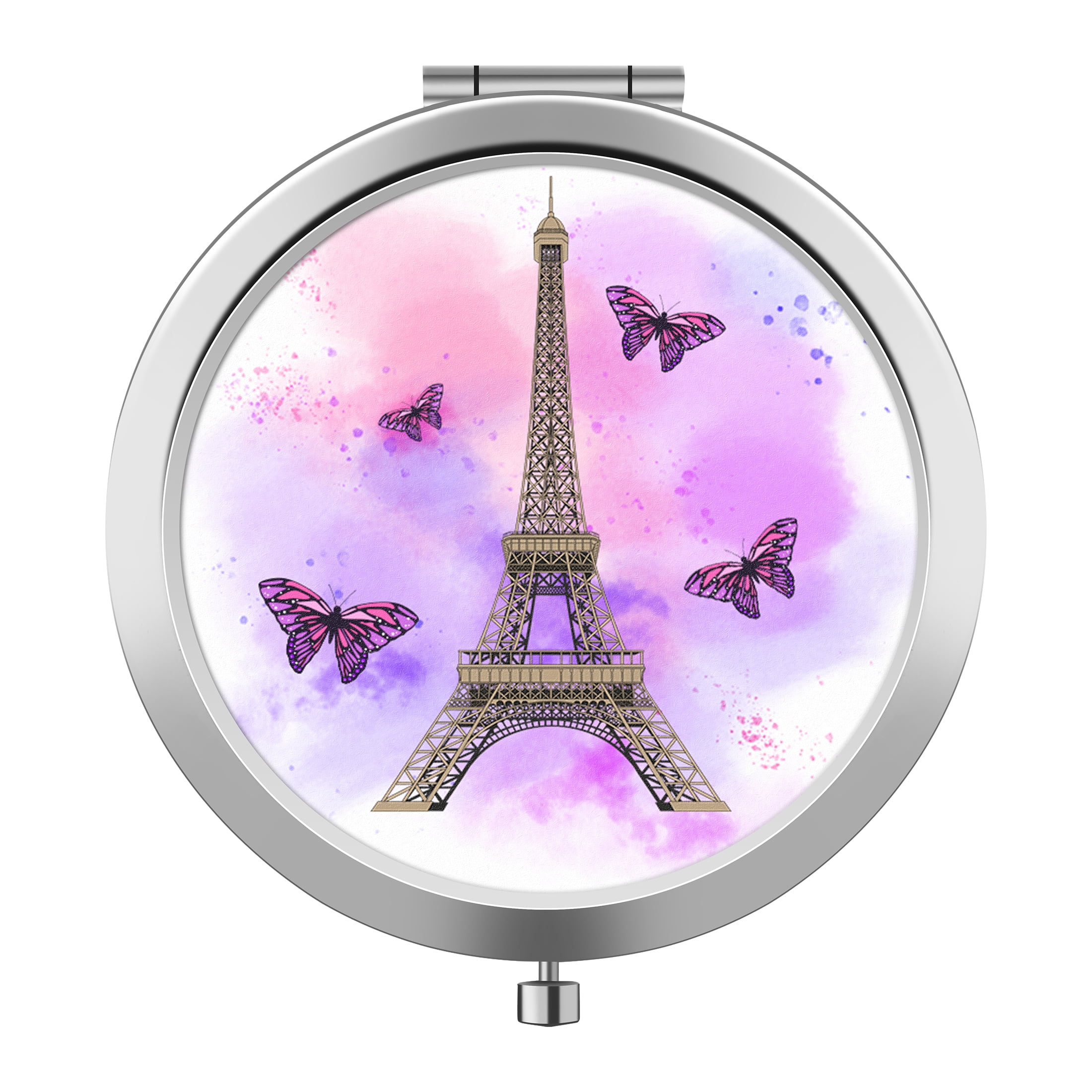 AOLIKAI Compact Mirror, Cute Eiffel Tower Pattern Pocket Makeup Mirror ...