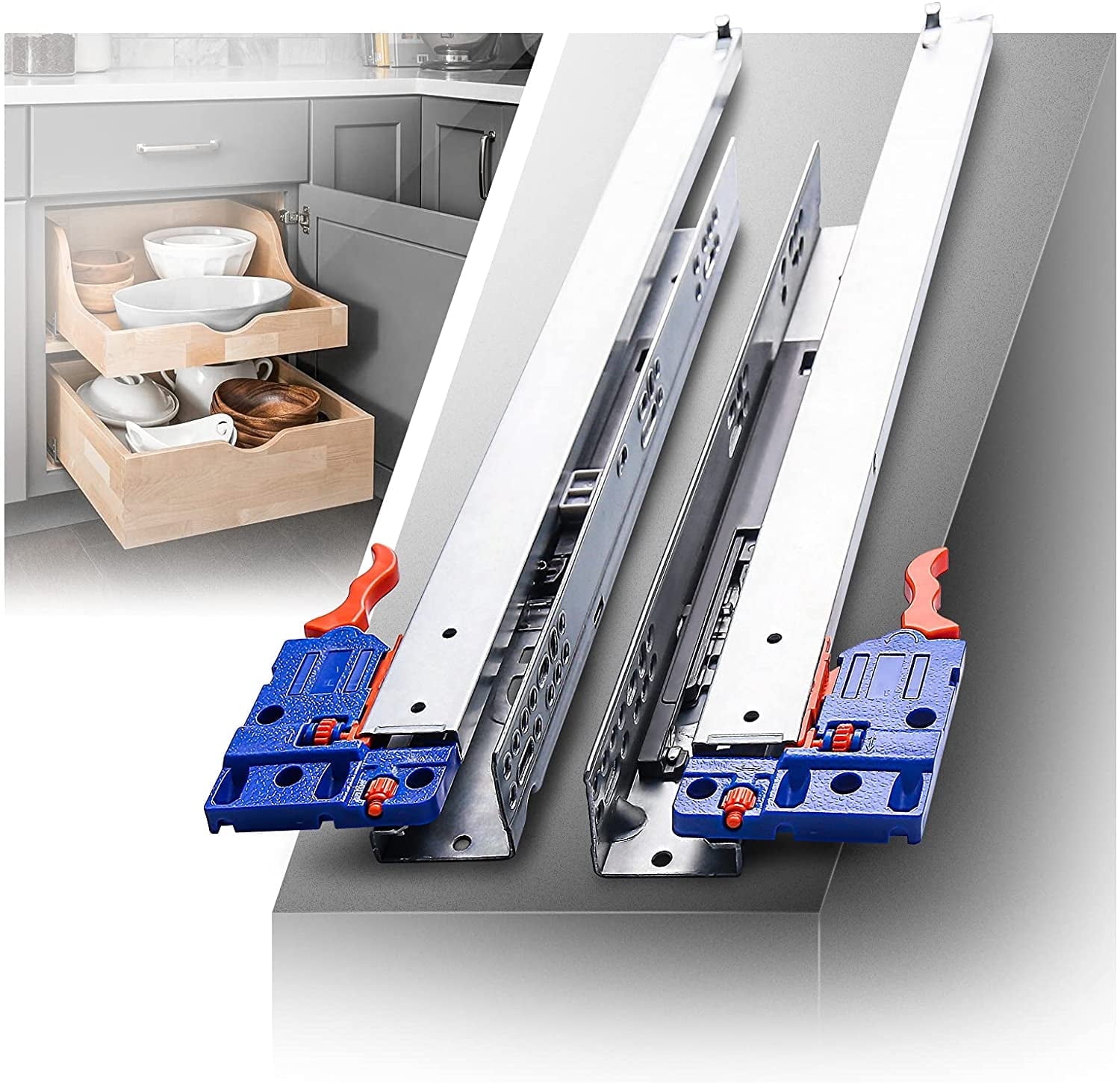 AOLISHENG Heavy Duty Soft Close Bottom Mount Drawer Slides, 18 Inch, 80 ...