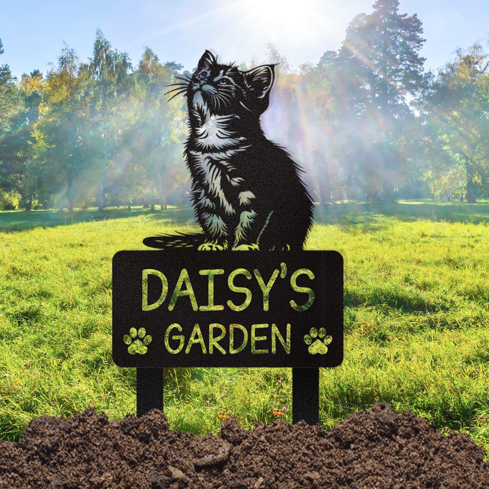 AOLOA Custom Metal Cat Memorial Garden Stake Grave Marker, Personalized ...