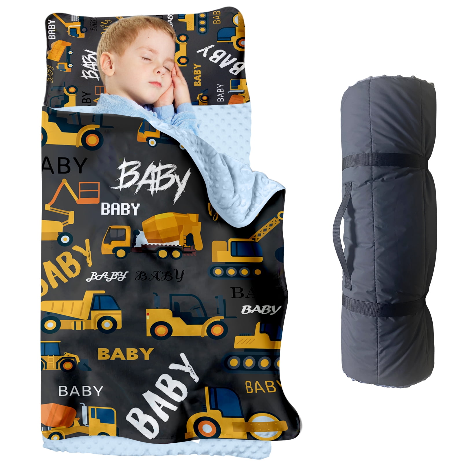 AOLOA Custom Name Toddler Nap Mat, Heavy Construction Vehicle Theme ...