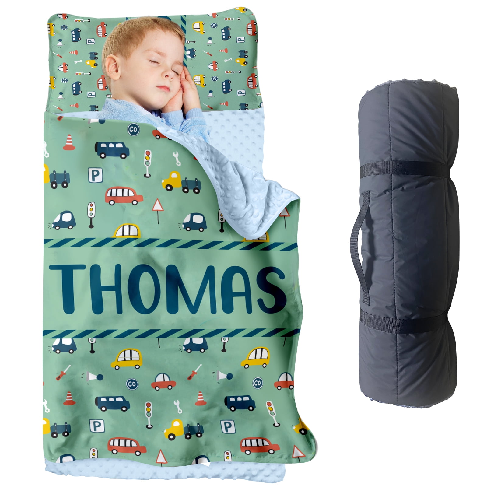 AOLOA Custom Name Toddler Nap Mat, Transportation Theme with Small Car ...