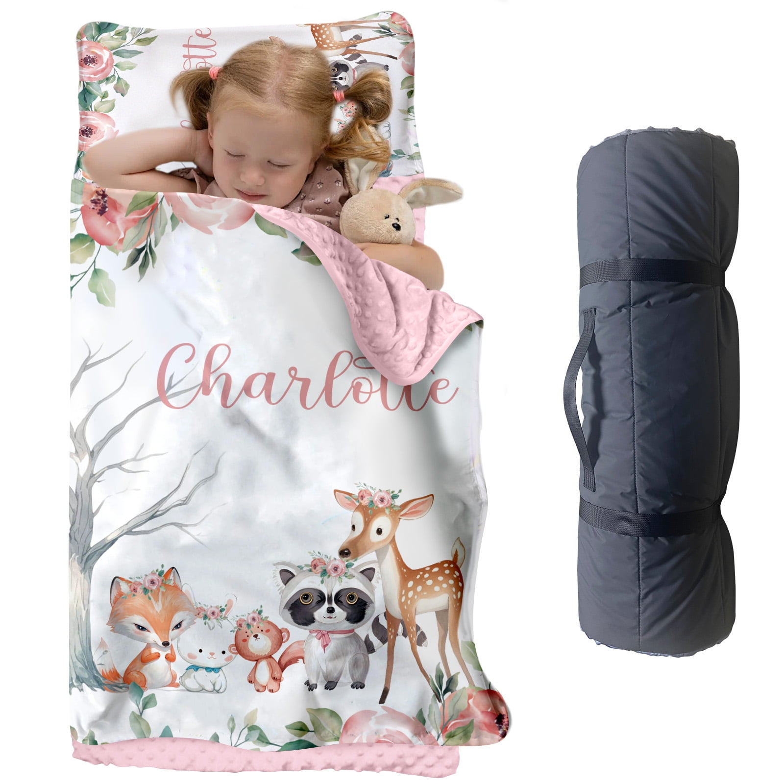 AOLOA Custom Woodland Nap Mat for Toddlers, Personalized Forest Animal ...