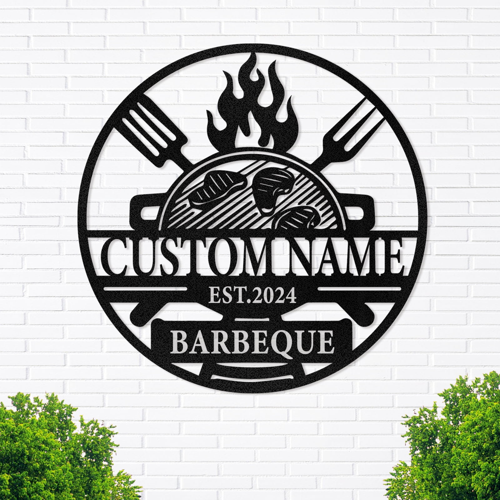 AOLOA Personalized BBQ Metal Sign, Custom Metal Name Sign, Yard ...