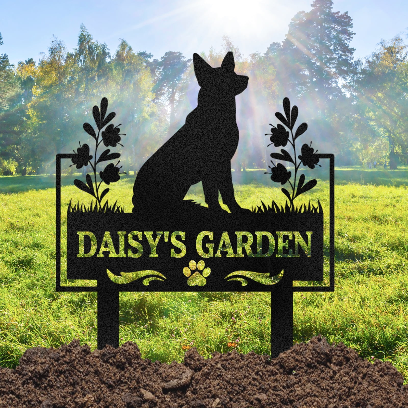 AOLOA Personalized Memorial Grave Marker Metal Garden Stake - Pet Grave ...