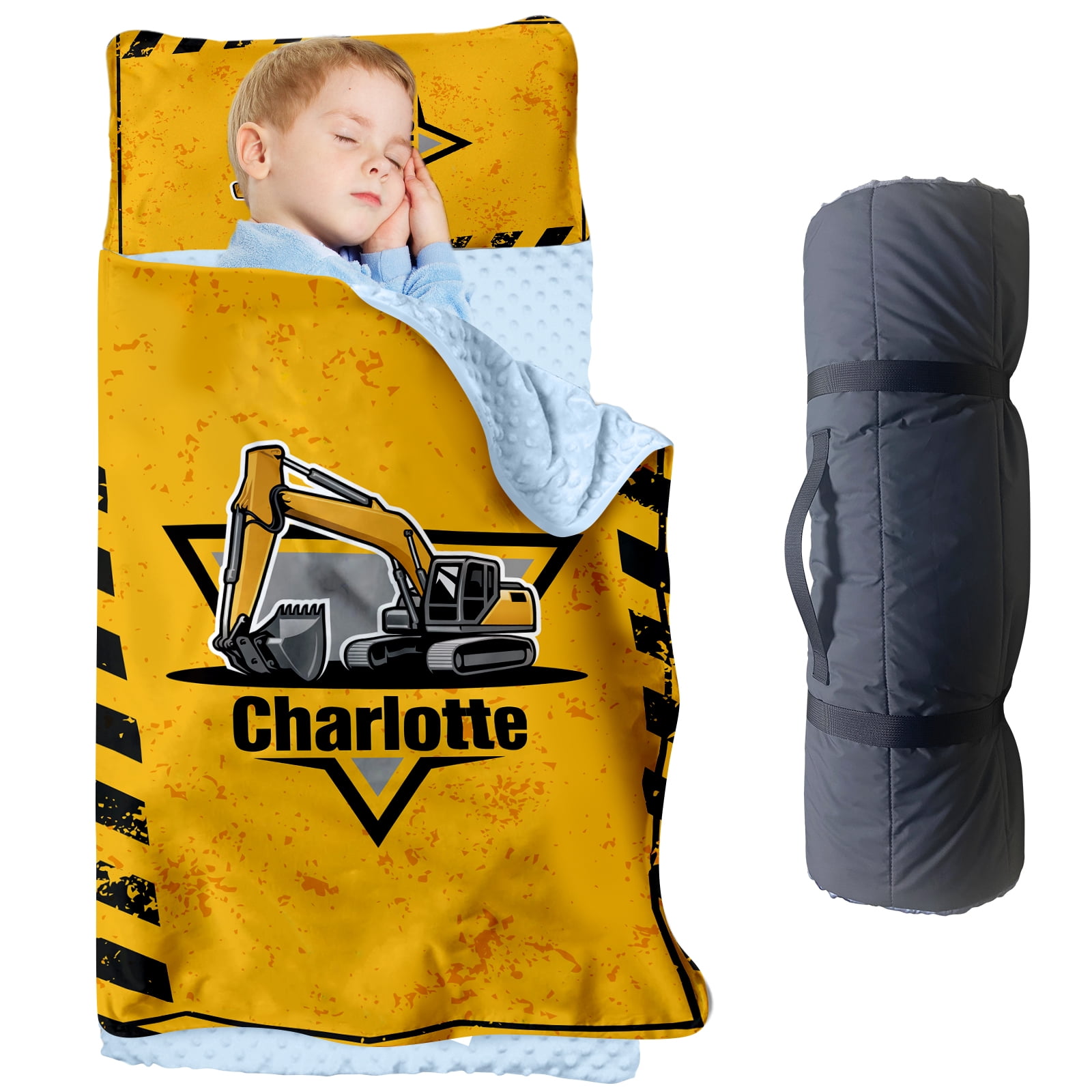 AOLOA Personalized Toddler Nap Mat, Large Excavator Theme, Custom Name ...