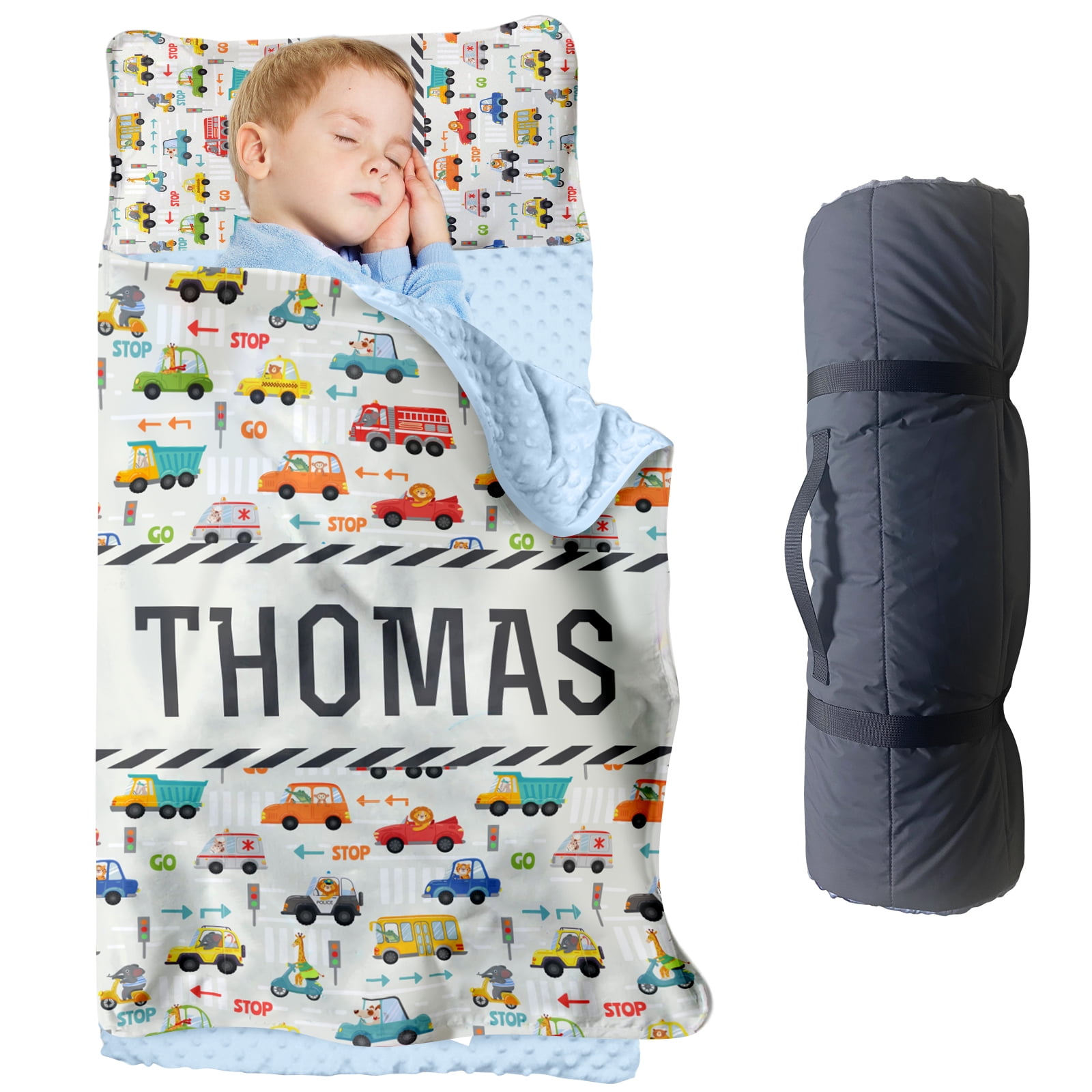 AOLOA Personalized Toddler Nap Mat, Small Car Theme Daycare Sleeping ...