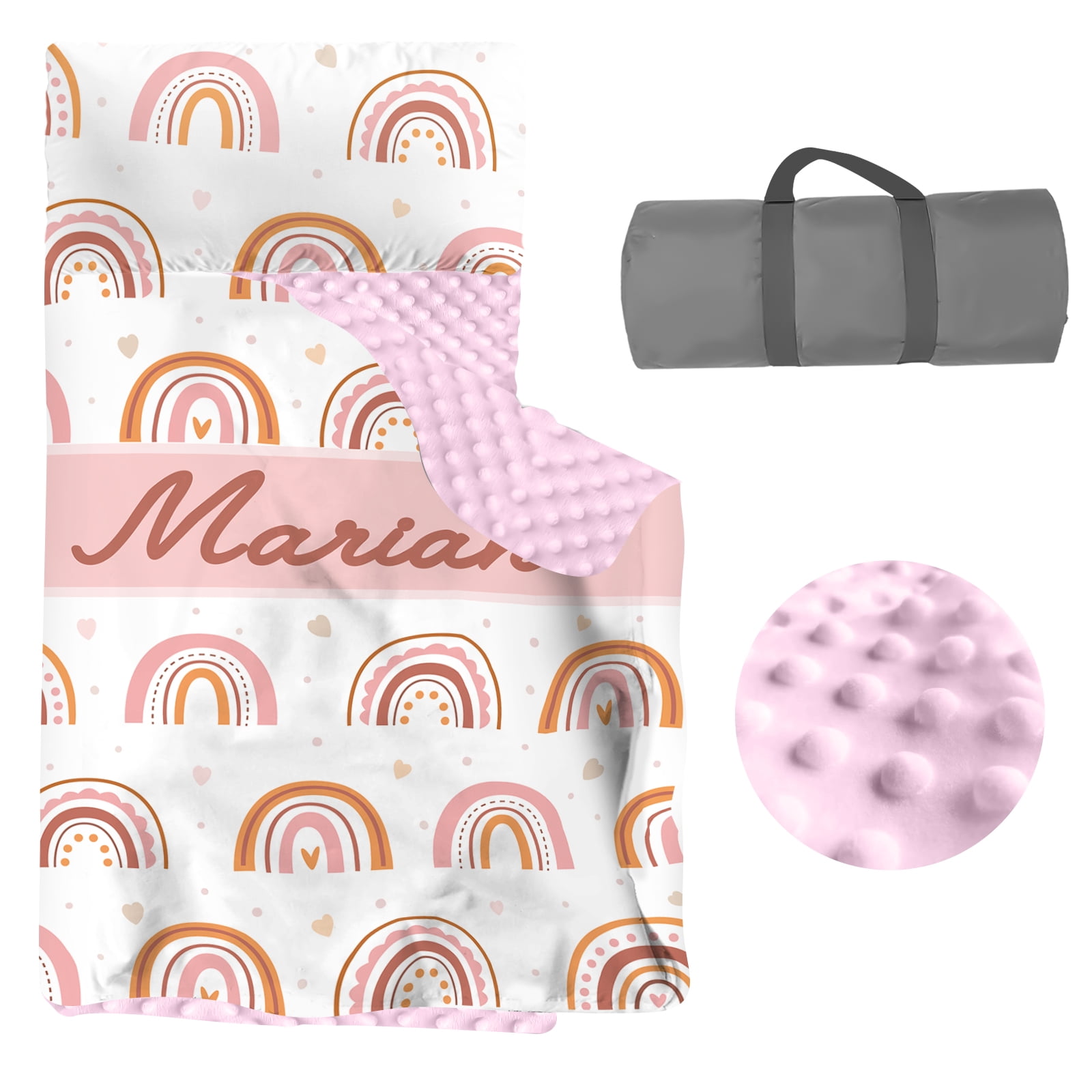 AOLOA Toddler Nap Mat with Pillow and Blanket, Personalized Name ...