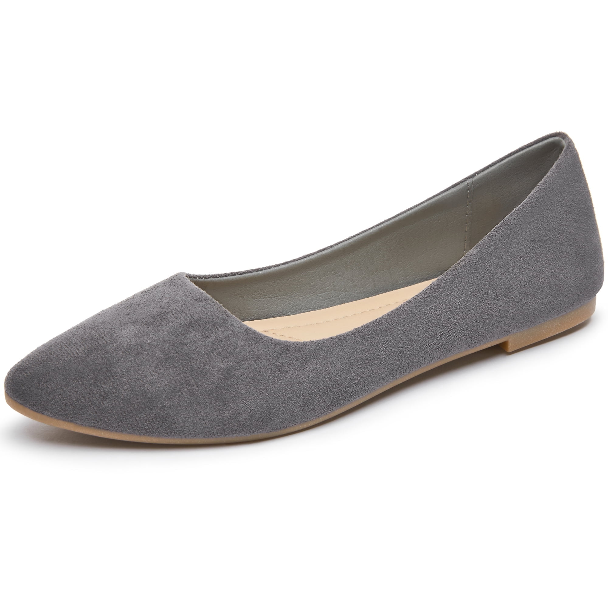 AOMAIS Women Ballet Flats Classic Faux Suede Pointed Toe Dress Shoes ...