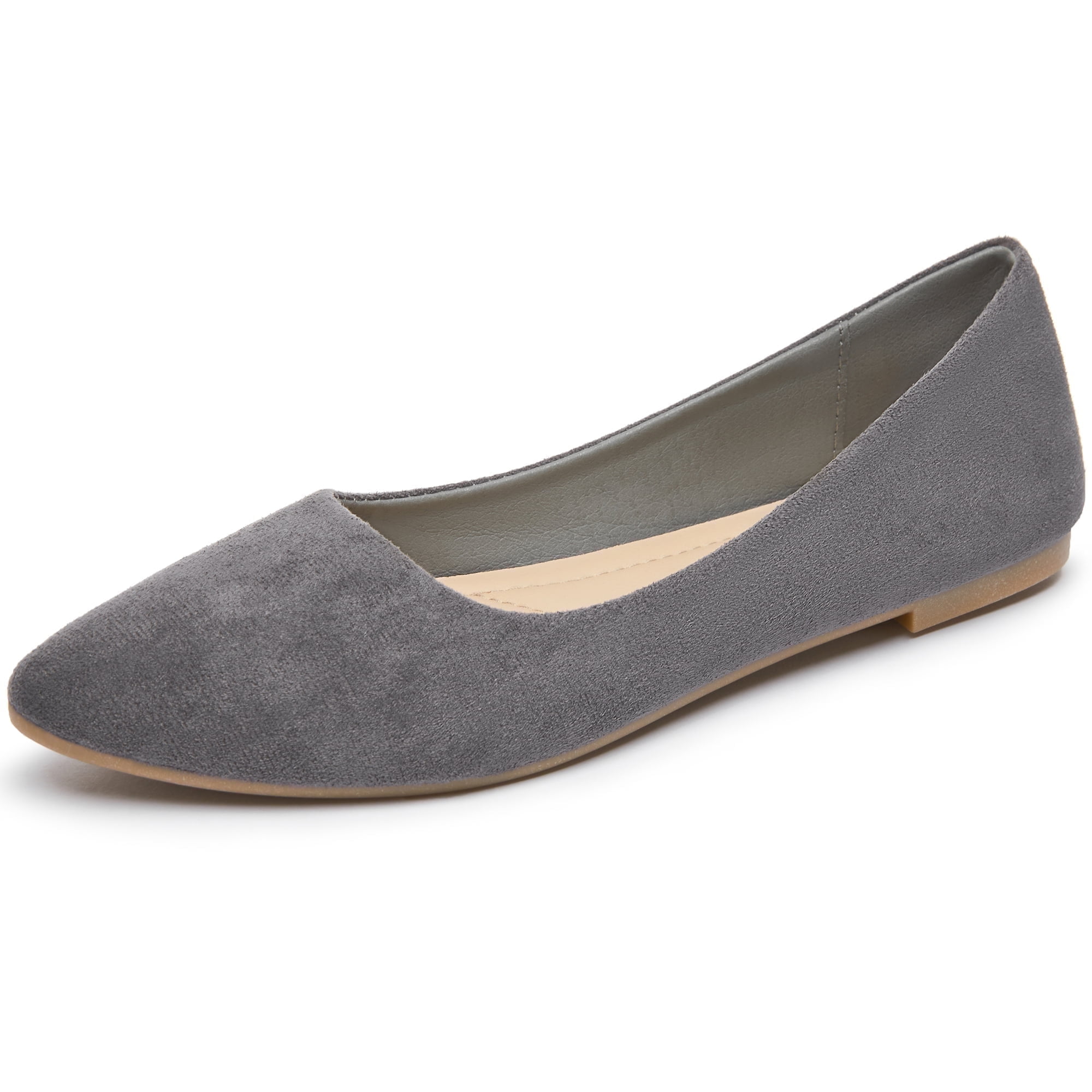 Shirry Women's Pointed Toe Ballet Flats, Faux Suede, Comfortable Slip ...