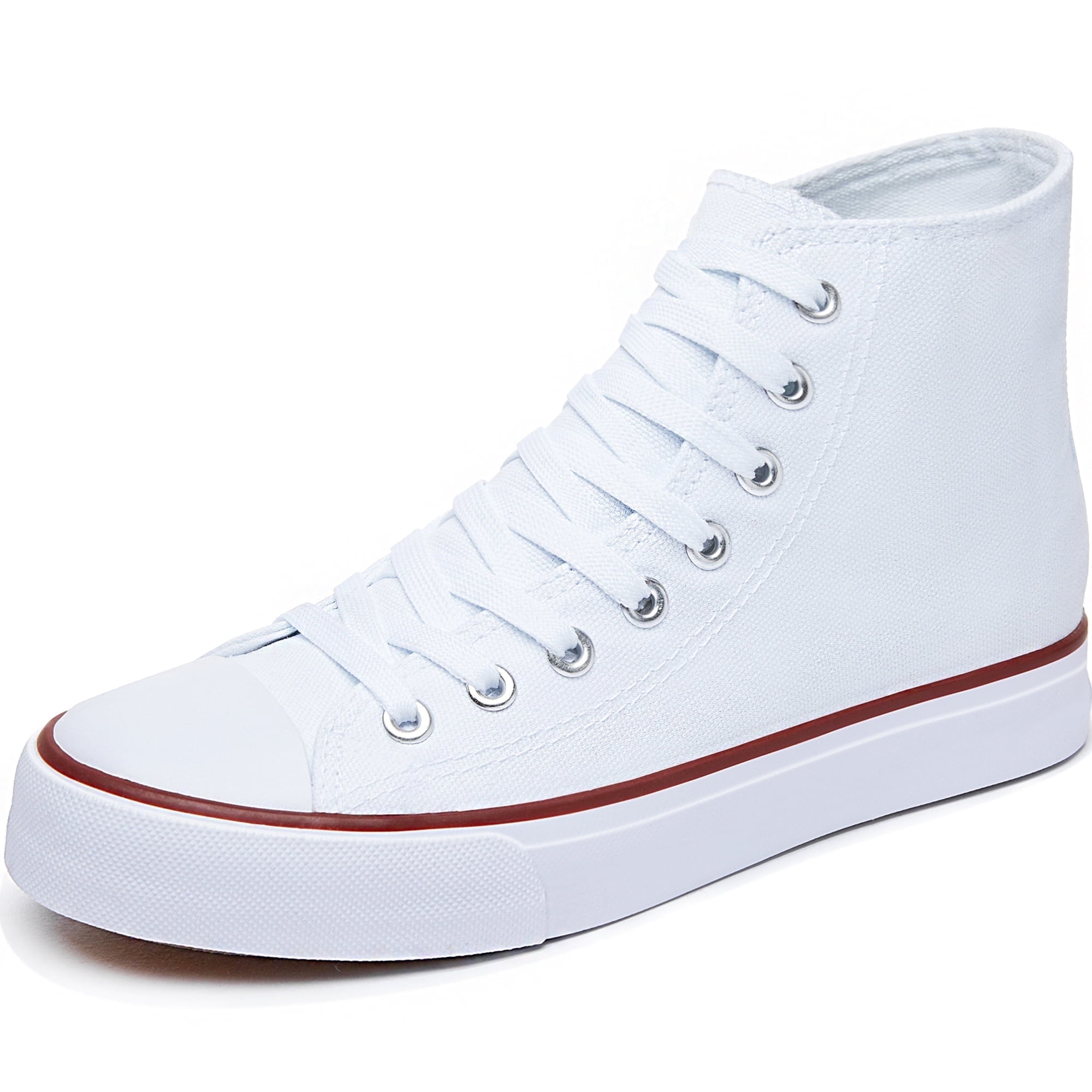 AOMAIS Women's High Top Canvas Sneakers, Lace-Up Casual Comfortable Walking Shoes (US11, White ...