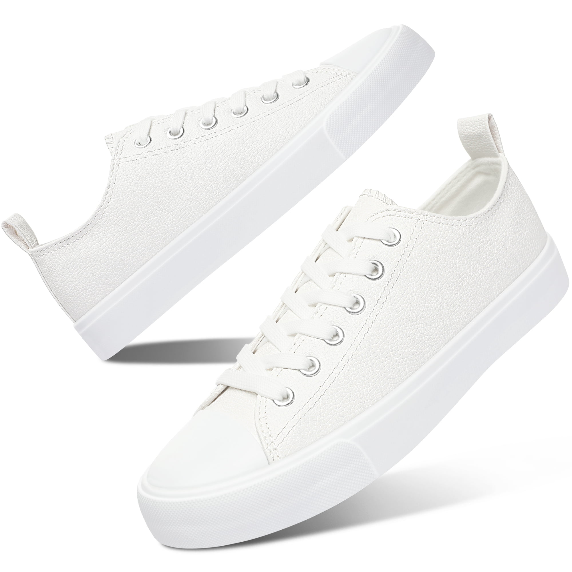 AOMAIS Womens PU Leather Fashion Sneakers Casual Faux Leather Tennis ...